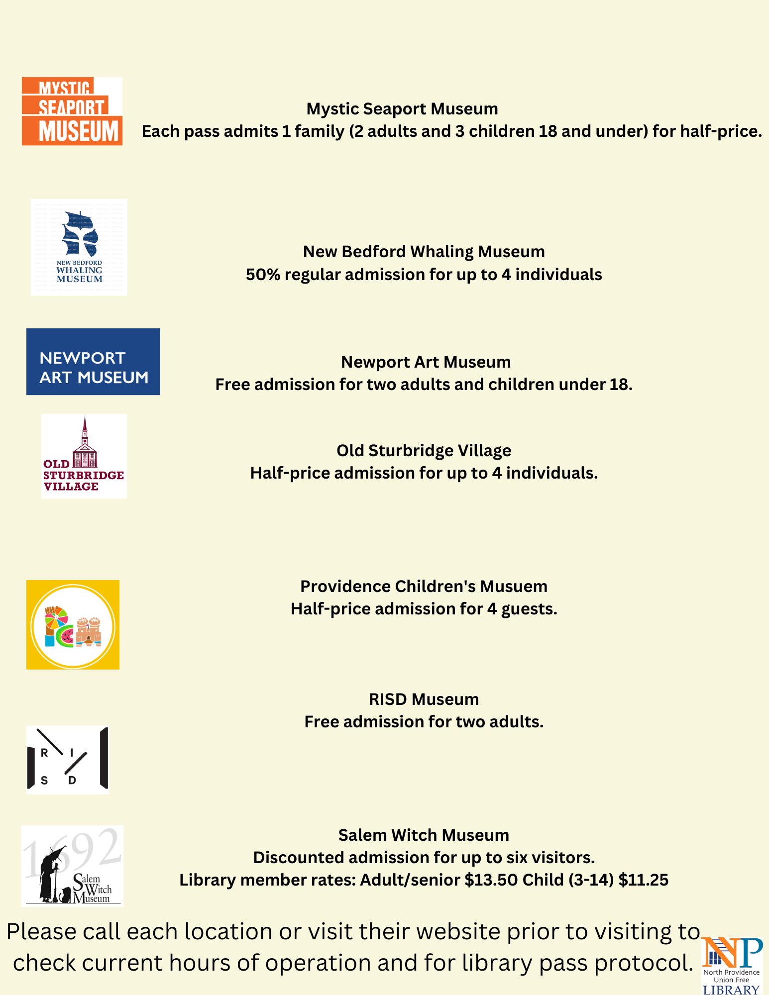 Museum Passes | North Providence Union Free Library